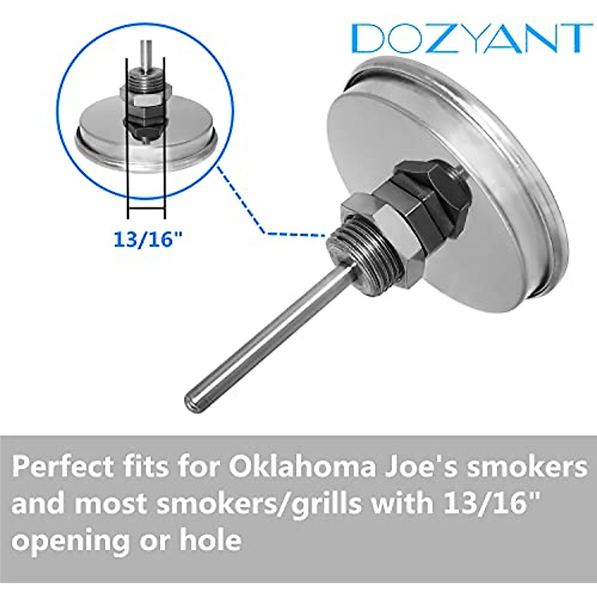 3 1/8 inch BBQ Thermometer Gauge 2 Pcs Charcoal Grill Pit Smoker Temp Gauge Grill Thermometer Replacement for Oklahoma Joe's Smokers, and Smoker Wood Charcoal Pit, Large Face Grill Thermometer