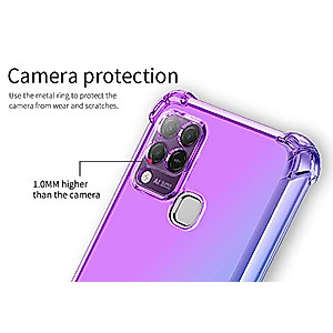 ZMONE Phone Case for Infinix Hot 10S Case with Tempered Glass Screen Protector [2 Pack], Clear Gradient Soft TPU Bumper Slim Anti-Scratch Shockproof Protective Cover - Blue/Pink