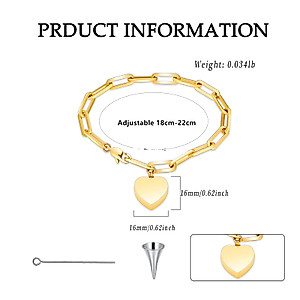 VCCWYQK Cremation Urn Bracelet Keepsake Jewelry, Stainless Steel Heart Memorial Urn Bracelet Bangle Cremation Keepsake Jewelry for Ashes (Gold)