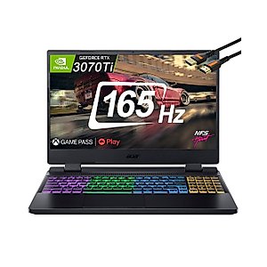 Acer Nitro 5 15.6" QHD LED-Backlit IPS 100% DCI-P3 165Hz Gaming Laptop AMD 8-Core Ryzen 7 6800H NVIDIA GeForce RTX 3070 Ti MUX Wi-Fi 6E RJ-45 Win 11 W/HDMI (64GB RAM | 2TB PCIe SSD)