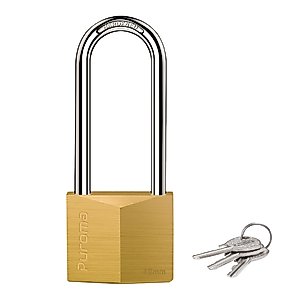 Puroma 1 Pack Keyed Padlock Waterproof Solid Brass Lock, 2.6 Inch Padlock with Keys for Sheds, Storage Unit School Gym Locker, Fence, Toolbox, Hasp Storage
