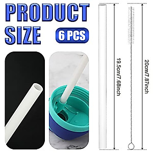 19 oz Replacement Straws for Owala FreeSip, 6PCS Reusable Plastic Straws with Cleaning Brush for Owala Flip Insulated Stainless Steel Water Bottle 19oz Tumbler Accessories Parts (White)