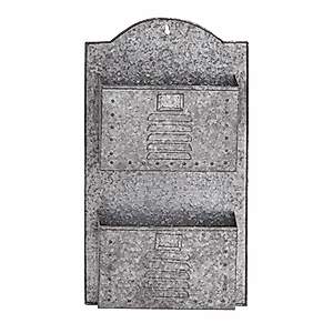 Deco 79 49107 Metal Galvanize Wall Pocket Décor, 15"W/26"H
