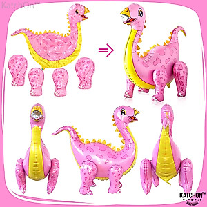 KatchOn, Giant Pink Dinosaur Balloons - 35 Inch, Pack of 2 | Dinosaur Pink Balloons, Pink Dinosaur Birthday Decorations | Girl Dinosaur Balloons, Girl Dinosaur Party Decorations | Pink Dino Balloons