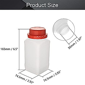 Othmro 650ml/22.1oz Plastic Lab Chemical Reagent Bottles,5pcs 50mmx74.5m(IDxH) Square Wide Mouth Liquid/Solid Sample Storage Container Sealing Bottles Red with Anti-theft Cap