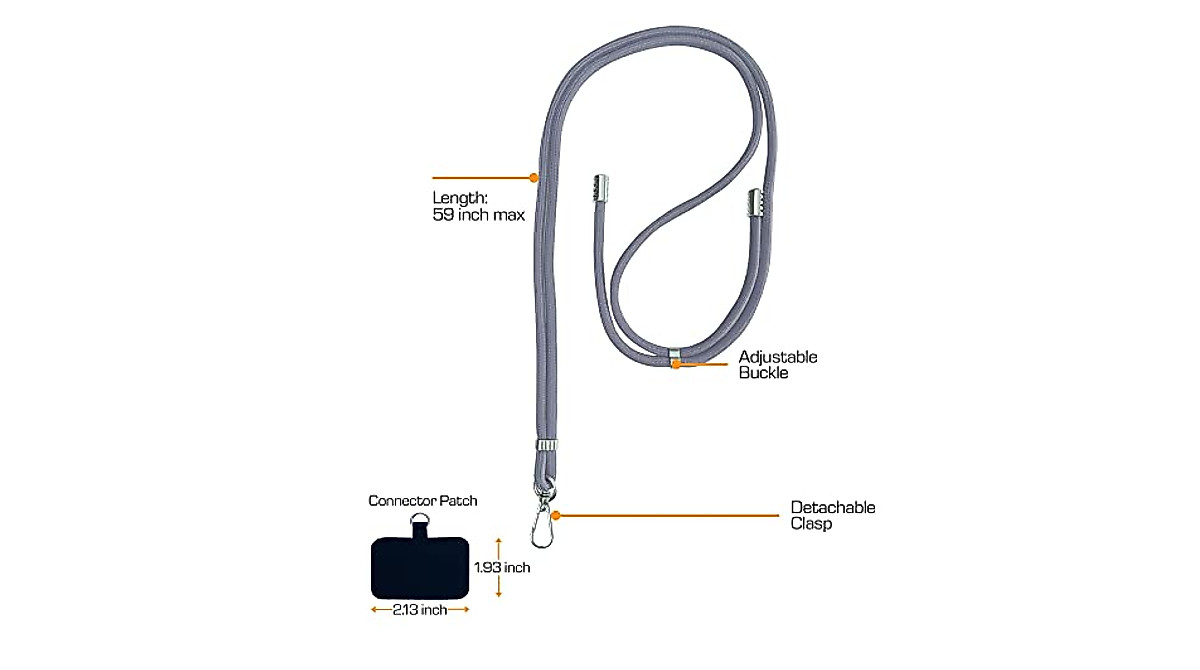 Universal Gray Phone Lanyard - Adjustable & Multipurpose Accessory