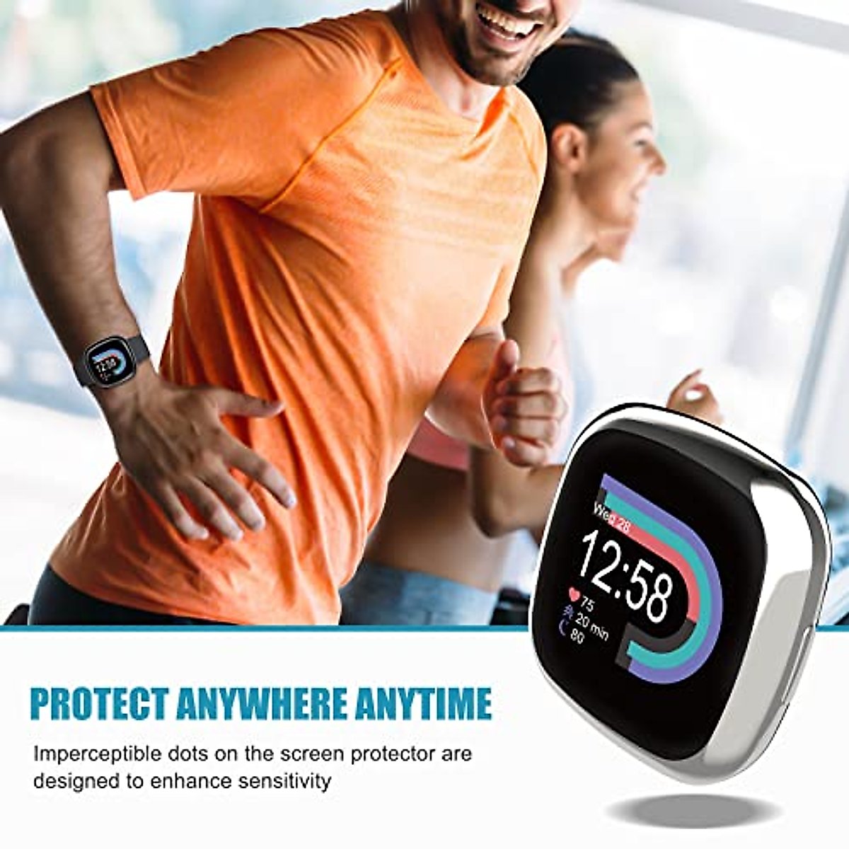 KPYJA Screen Protector Compatible with Fitbit Sense 2/Versa 4 Case, Soft TPU Plated Case All-Around Protective Screen Full Cover Bumper Compatible for Fitbit Sense 2/Versa 4 Smart Watch