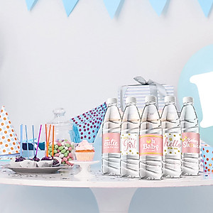 80 Pieces Baby Shower Water Bottle Labels Shower Water Bottle Stickers Wrappers Waterproof Baby Shower Labels for Baby Shower Party Decoration (Pink Girl Style)