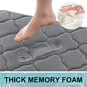 OLANLY Memory Foam Bath Mat Rug 24x16, Ultra Soft Non Slip and Absorbent Bathroom Rug, Machine Wash Dry, Comfortable, Thick Bath Rug Carpet for Bathroom Floor, Tub and Shower, Dark Grey
