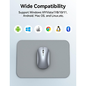 TECKNET Wireless Mouse, BT5.0/3.0 2.4GHz Silent Computer Mouse with USB Receiver,4000DPI Rechargeable Portable Bluetooth Mouse for Laptop/MacBook/Pro/iPad/Windows