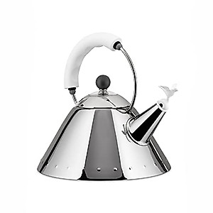 Alessi Michael Graves 9093 Stainless Steel Whistling Kettle, 2 Quarts, White