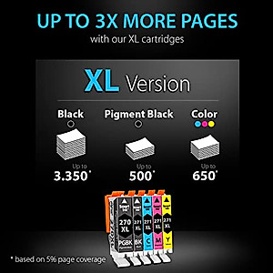 Smart Ink Compatible Ink Cartridge Replacement for Canon PGI 270 XL CLI 271 XL PGI-270XL CLI-271XL 5 Pack (PGBK & BK/C/M/Y) for PIXMA MG5720 MG5721 MG5722 MG6820 MG6821 MG6822 TS5020 TS6020