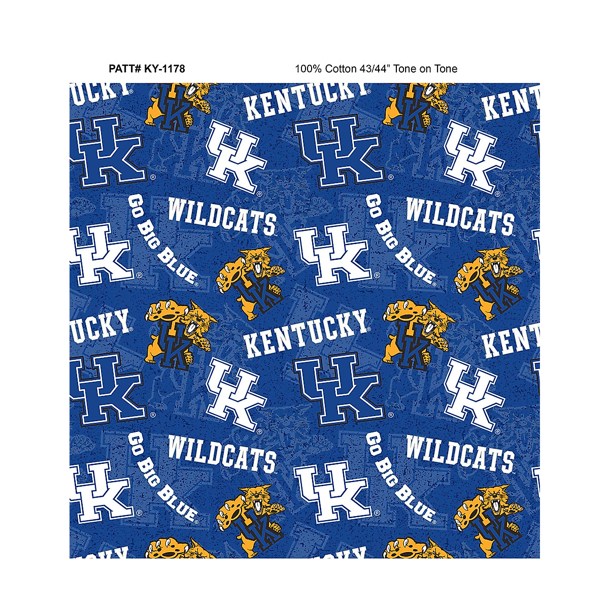 University of Kentucky Cotton Fabric with New Tone ON Tone Design Newest PatternF