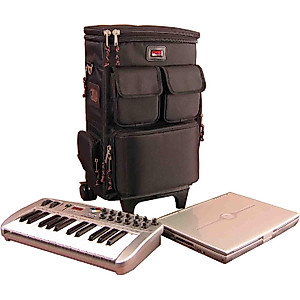 Gator Cases Lightweight Rolling Backpack Case with Pull Handle; Fits 25-Note Micro Controllers and Laptop (GK-LT25W),Black