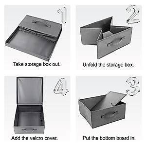 Augfox 2Pcs Fabric Storage Bins with LId - Collapsible Storage Bins with Lids, Sturdy Closet Storage Bins, Multipurpose Lidded Storage Bins for Room Storage (Grey, 14.2" L x 12.6" W x 6.3" H)