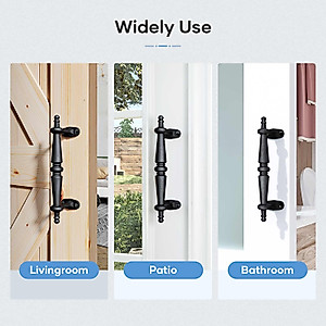 EaseLife 9" Barn Door Pull Handle, Rustic Black Cast Iron Grab, Gate Handles, Easy Install, 2 Pack