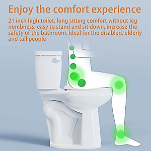 Simple Project 21" Elongated Tall Toilet | Two-piece High Toilets With Standard 12-in Rough-in | Single Flush High Toilets For Seniors, Disabled & Tall Person