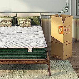 Zeffly Queen Size Mattress 10 Inch, Gel Memory Foam Mattress with Individual Pocket Springs, Hybrid Mattress in a Box for Pressure Relief & Cooler Sleep, CertiPUR-US Certified