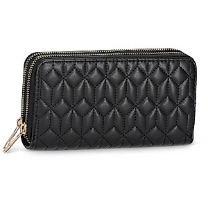 Couture Gems Quilted Wristlet Wallets For Women Wallet DOUBLE ZIPPER Wallet WRISTLET Purses For Women - Womens Wristlet With Strap