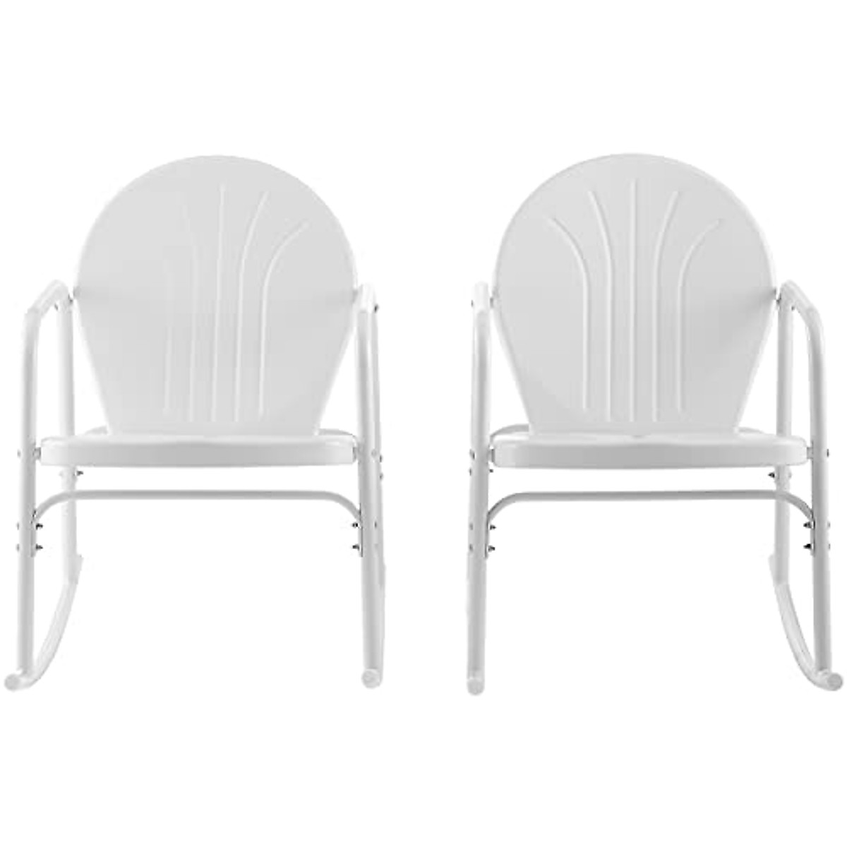 Crosley Furniture CO1013-WH Griffith Retro Metal Outdoor Rocking Chairs, White Gloss