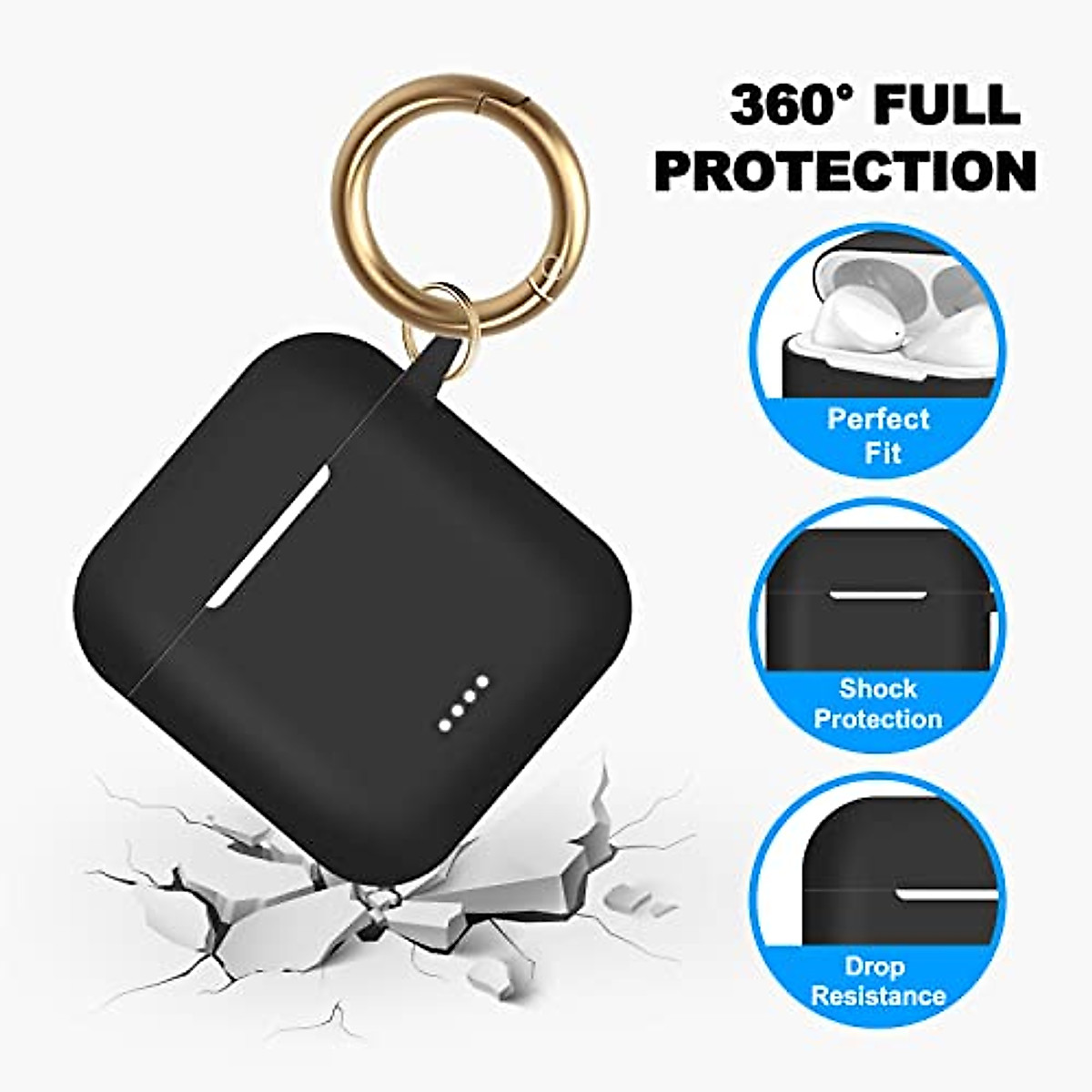 MOLOPPO Protective Silicone Case Compatible with Tozo t6, Front LED Visible, Premium Accessory Shockproof tozo t6 Case Cover with Keychain,Black