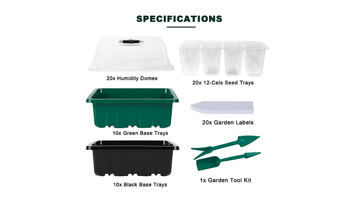 JERIA Seedling Trays Kit - 20 Packs for Healthy Plant Growth