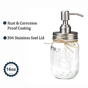 Mason Jar Bathroom Accessories Set - Lotion Soap Dispenser, 2 Apothecary Jars, Toothbrush Holder, Rustic Farmhouse Decor Apothecary Jars Bathroom Countertop Vanity Organizer (Silver)