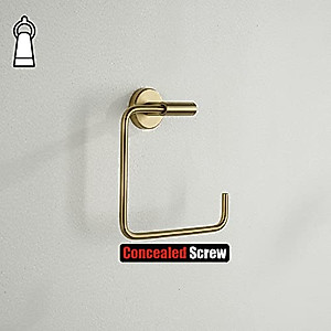 JQK Towel Ring Brushed Gold, Stainless Steel Square Ring Towel Holder for Bathroom, 6 Inch Brushed Gold Wall Mount, TR140-BG