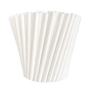 100 White Biodegradable Paper Straws co-Friendly Biodegradable Drinking Straws Bulk for Party Supplies, Bridal/Baby Shower, Birthday, Mixed Drinks, Weddings, Restaurant, Food Service, Drink Stirrer