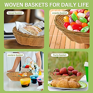 Cezoyx 16 Pack Plastic Oval Basket, 9 x 6.3 x 2.36 Inch Wicker Bread Basket Woven Empty Gift Baskets Food Storage Basket for Family Party, Kitchen, Restaurant, Centerpiece Display