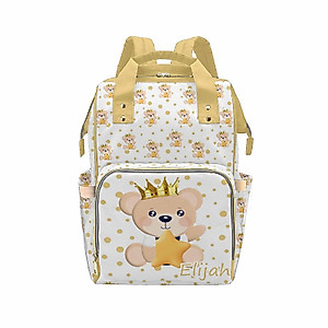 Newcos Personalized African Crown Princess with Pink Banner Diaper Bag with Name Nappy Bags Travel Casual Mummy Backpack for Mom Women