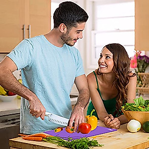 ZVP Flexible Plastic Cutting Boards for Kitchen Set of 3, Chopping Boards with Food Icon, Non-Slip Cutting Mats for Meat, BPA Free, Dishwasher Safe