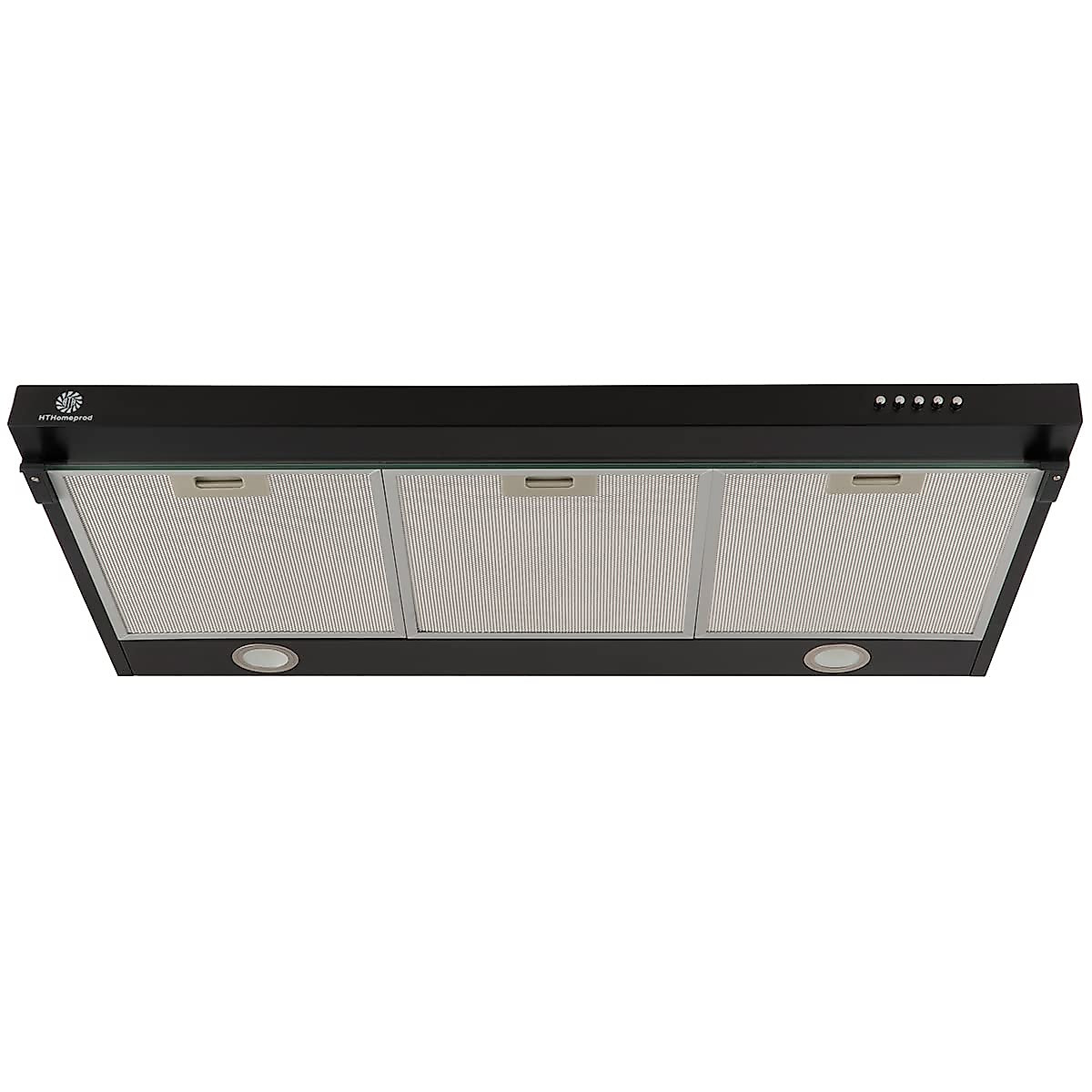 HTH HTHomeprod 36 Inch Under Cabinet Range Hood Stainless Steel Kitchen Stove Vent 3 Speeds Exhaust Fan Black Color
