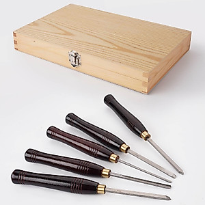 Urbansential Woodworking HSS Wood Turning Tools Lathe Chisel Set of 5 pcs Mini with Wooden Box, Ideal for Pen Turning and Small Projects