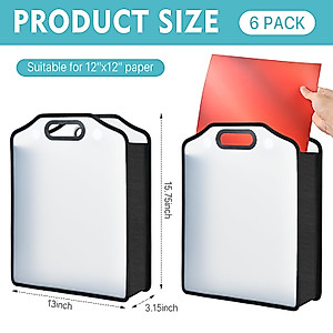 Supkiir 6 Pcs Scrapbook Paper Storage Organizer 12'' x 12'' Sheets Expanding Paper Folio with Portable Handle and Button Closure Clear Vinyl Paper Holder for Scrapbook Supplies Crafts Mats Photos File