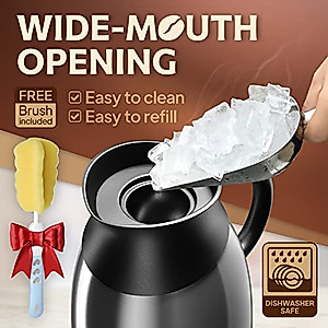 Thermal Insulated Coffee Carafe Pitcher 51 Oz - Vacuum Double Walled Stainless Steel Thermos Butler – Hot Chocolate Coffee Water Tea Beverage Server With Brush by Coffmax