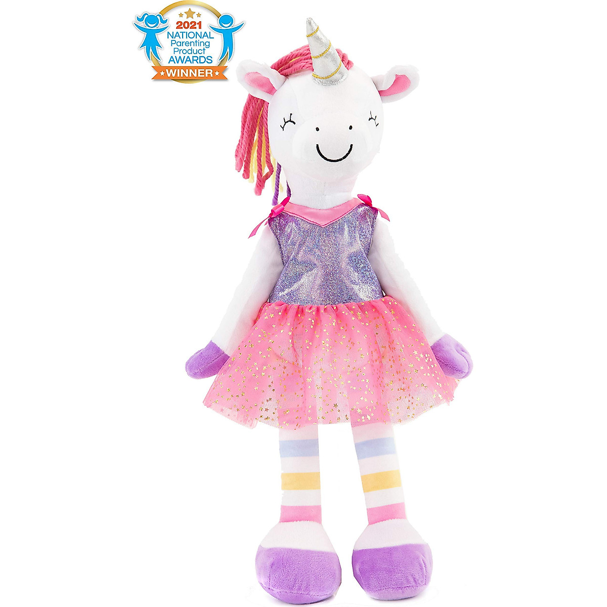 PLUSHIBLE BRIDGING MILES WITH SMILES Soft Baby Doll Unicorn - Plush Rag Doll with 2 Clothing Sets, My First Plush for Girls, Babies & Infants, Soft Baby Stuffed Toy - White Or Cream, 18" Unicorn