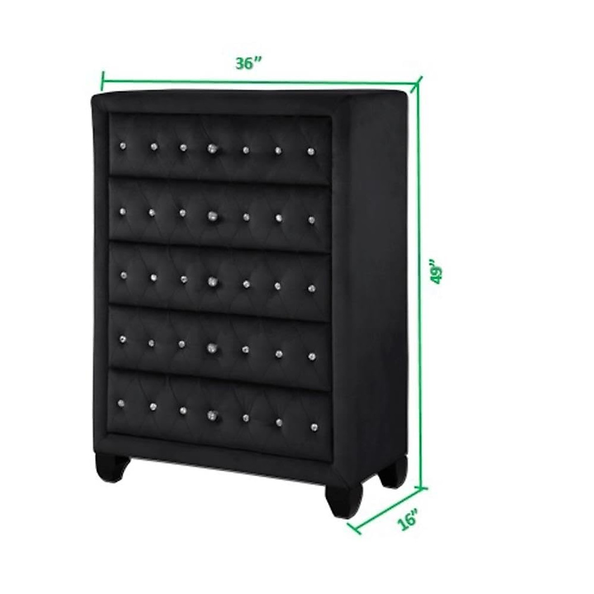 Galaxy Home Furnishings Sophia Crystal Tufted Chest Finished with Velvet Fabric/Wood in Black