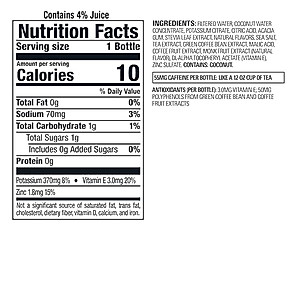 Bai Antioxidant Infused Water Beverage, Molokai Coconut, with Vitamin C and No Artificial Sweeteners, 18 Fluid Ounce Bottle, 12 Pack
