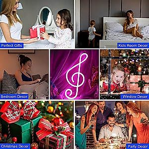 Music decor Neon Sign - LED Neon Lights Wall Decoration, USB or Battery Powered Creative Music Symbol Night Light Bedroom Living Room Girl Room Decor Bar Party Birthday Gift (Pink)