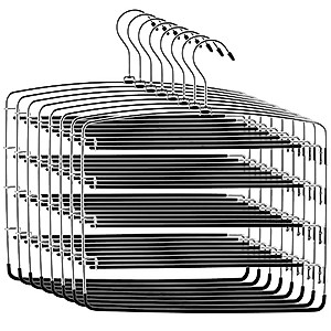 SINJEUN 8 Pack Pants Hangers Slacks Hangers Space Saving Hangers 5 Layers Pants Hangers, Swing-Arm Pants Hanger Plastic Dip Coating Space Saver Hangers for Trousers Jeans Towels Black