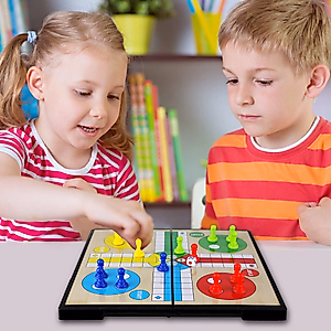 KIDAMI Ludo Magnetic Board Game Set, Children’s Family Ludo Learning Game for Kids and Adults（11.2X11.2 in ）