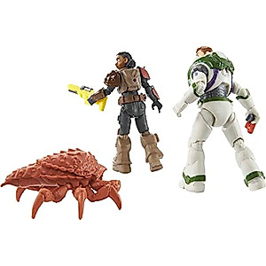 Mattel Lightyear Toys Toy Figures and Accessories, 5-in Scale Izzy & Buzz Figures, Oversized Bug & Blasters