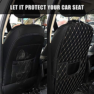 Aiydachy Kick Mats Back Seat Protector 2 Pack Car Back Seat Cover Premium Fabric Odor Free Protect Your Leather Seat with 2 Storage Pocket