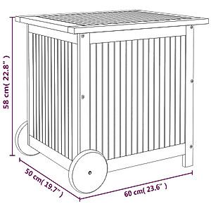 GOLINPEILO Wooden Patio Storage Box with 2 Wheels, Outdoor Garden Storage Box, Outdoor Wood Storage Container for Patio, Garden, 23.6"x19.7"x22.8" Solid Wood Acacia-AA
