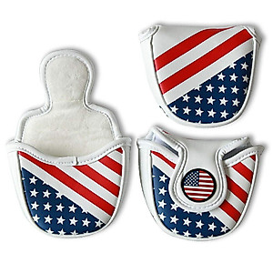 DBYAN US Flag Golf Magnetic Mallet Putter Head Cover for Putters Scotty Cameron, Taylormade, Titleist, Ping and Mizuno