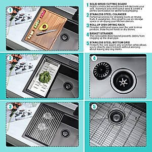 33 Black Drop In Kitchen Sink Workstation - iAnomal 33 x 22 Black Kitchen Sink Drop In Topmount Workstation Sink 16 Gauge 10 Inch Deep Stainless Steel Single Bowl Kitchen Sink with Cutting Board