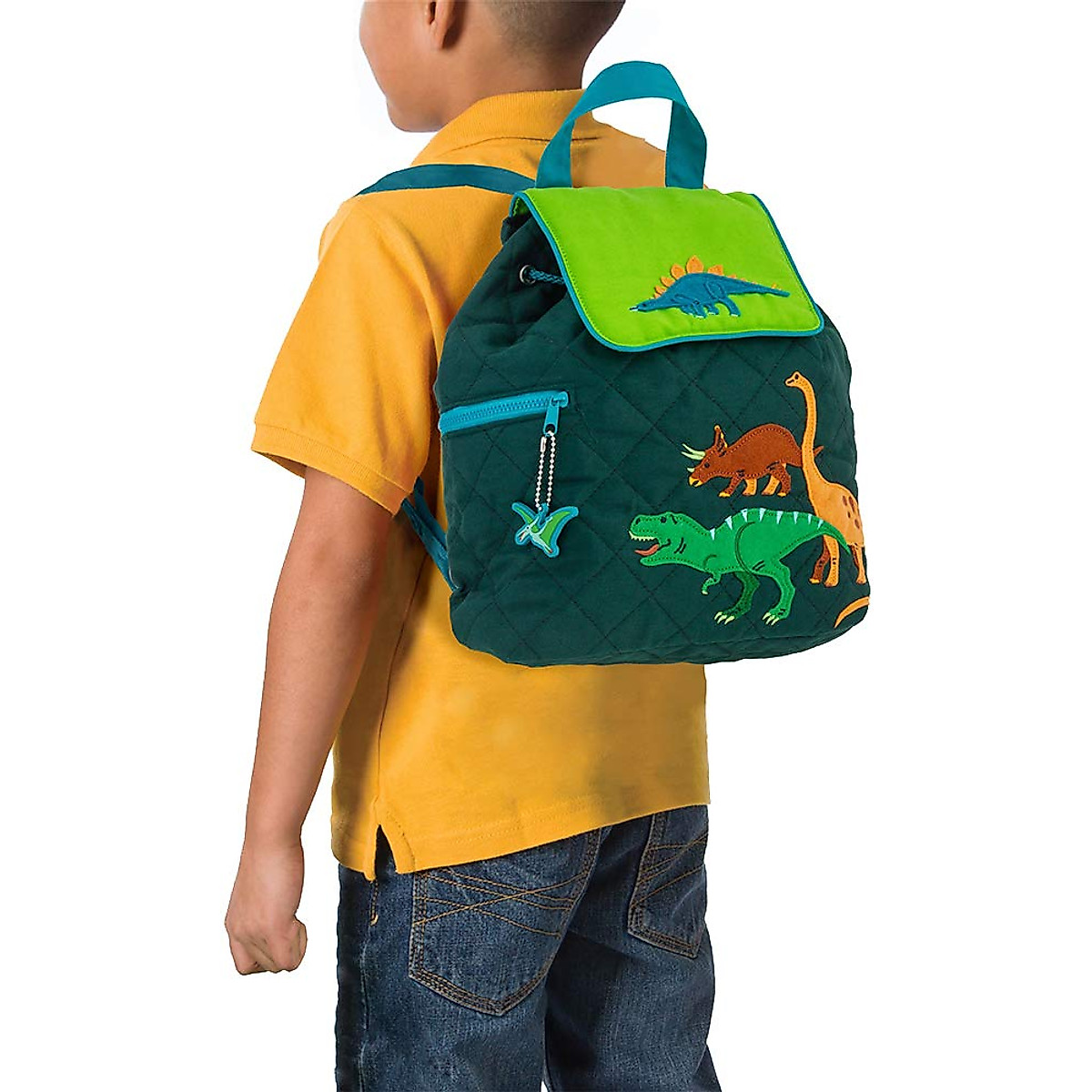 Stephen Joseph Kids' Unisex Toddler Back to School, Quilted Backpack, Dinos Dark Green, One Size