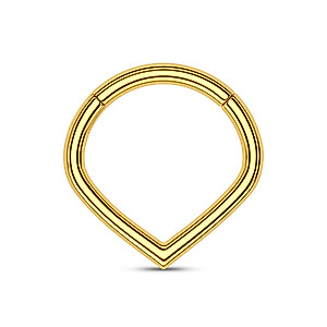 CM Crareesi Mania Teardrop Septum Rings 316L Surgical Steel 8mm Gold 16G Daith Earrings Septum Nose Hoop Septum Clicker Ring Helix Tragus Conch Piercing Jewelry