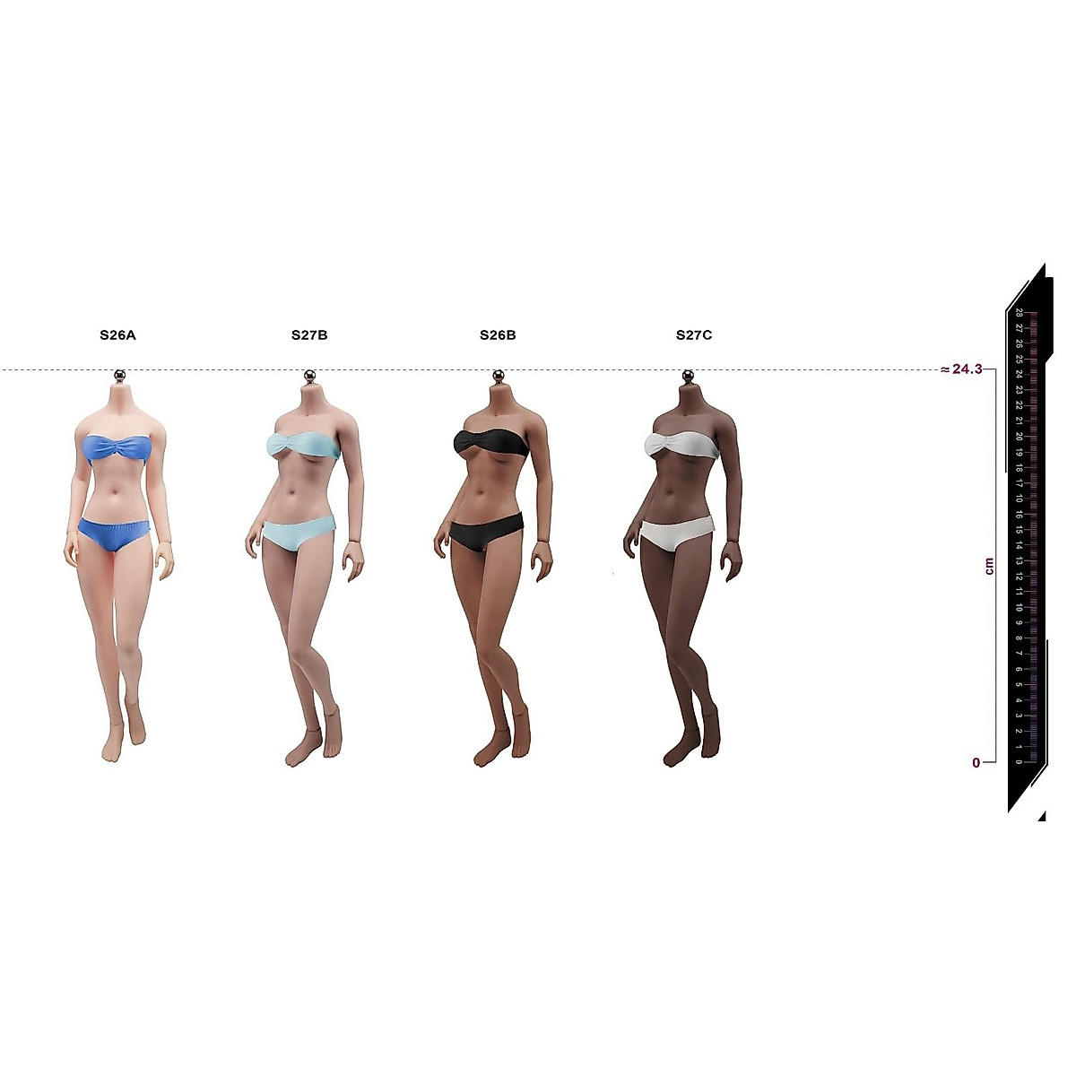 HiPlay TBLeague 1/6 Scale 12 inch Female Super Flexible Seamless Figure Body, Asian Girl Type, Medium Bust Minature Collectible Action Figures (S26A (Pale, 270mm))